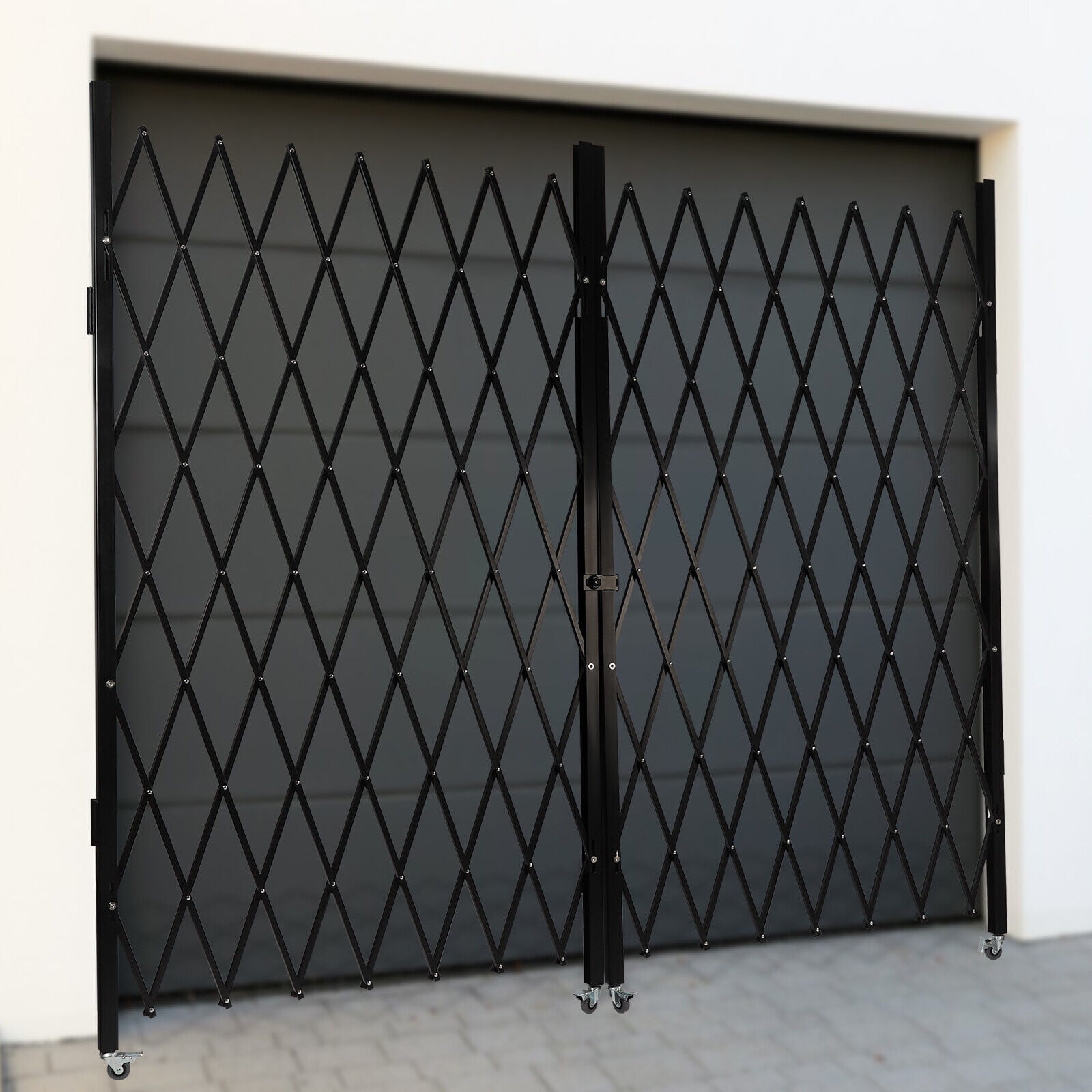 Double Folding Security Gate, 360° Rolling Door Gate 6-1/2'H x 12'W ...