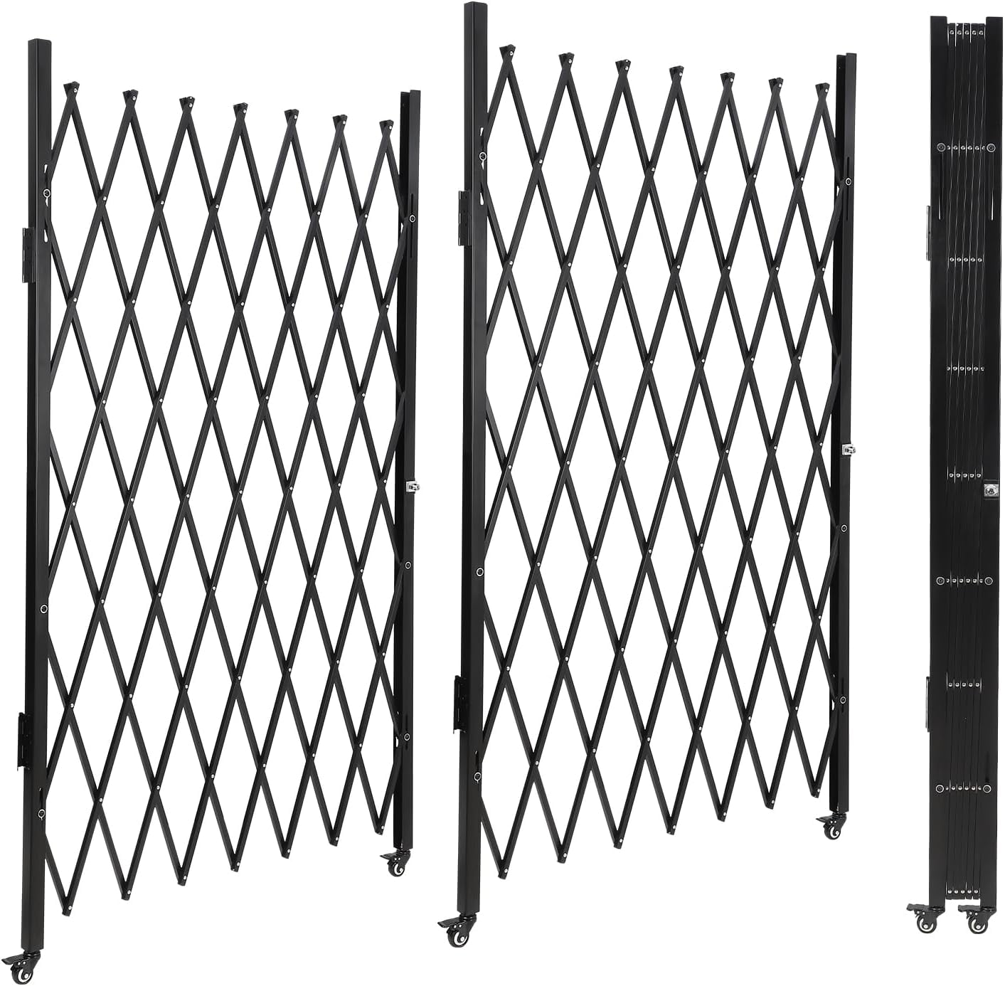 Double Folding Security Gate, 5.42' H x 10.2' W Aluminum Iron ...