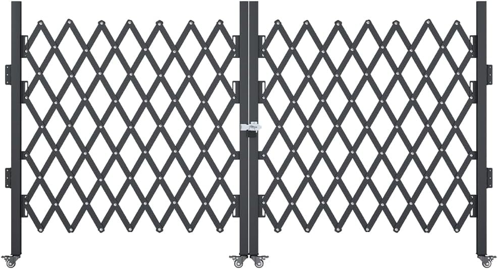 Double Folding Security Gate, 63" H x 122" W Retractable Driveway Door ...