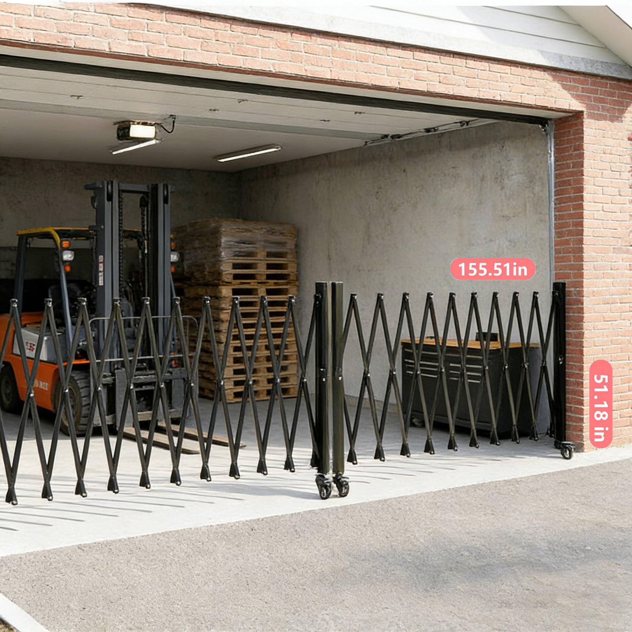 Double Folding Security Retractable Fence Gate Door, 13 H x4ft W ...