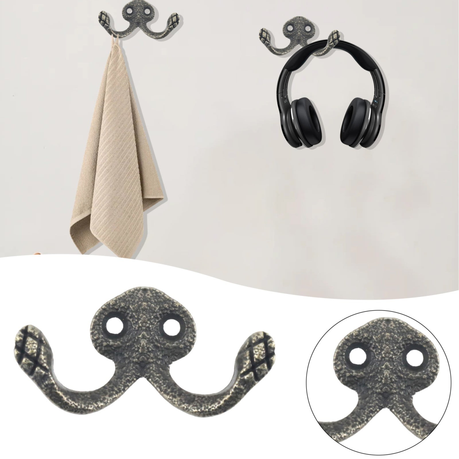 Double Fork Coat and Hat Hook Wall Mounted, Practical Rural Hook for ...