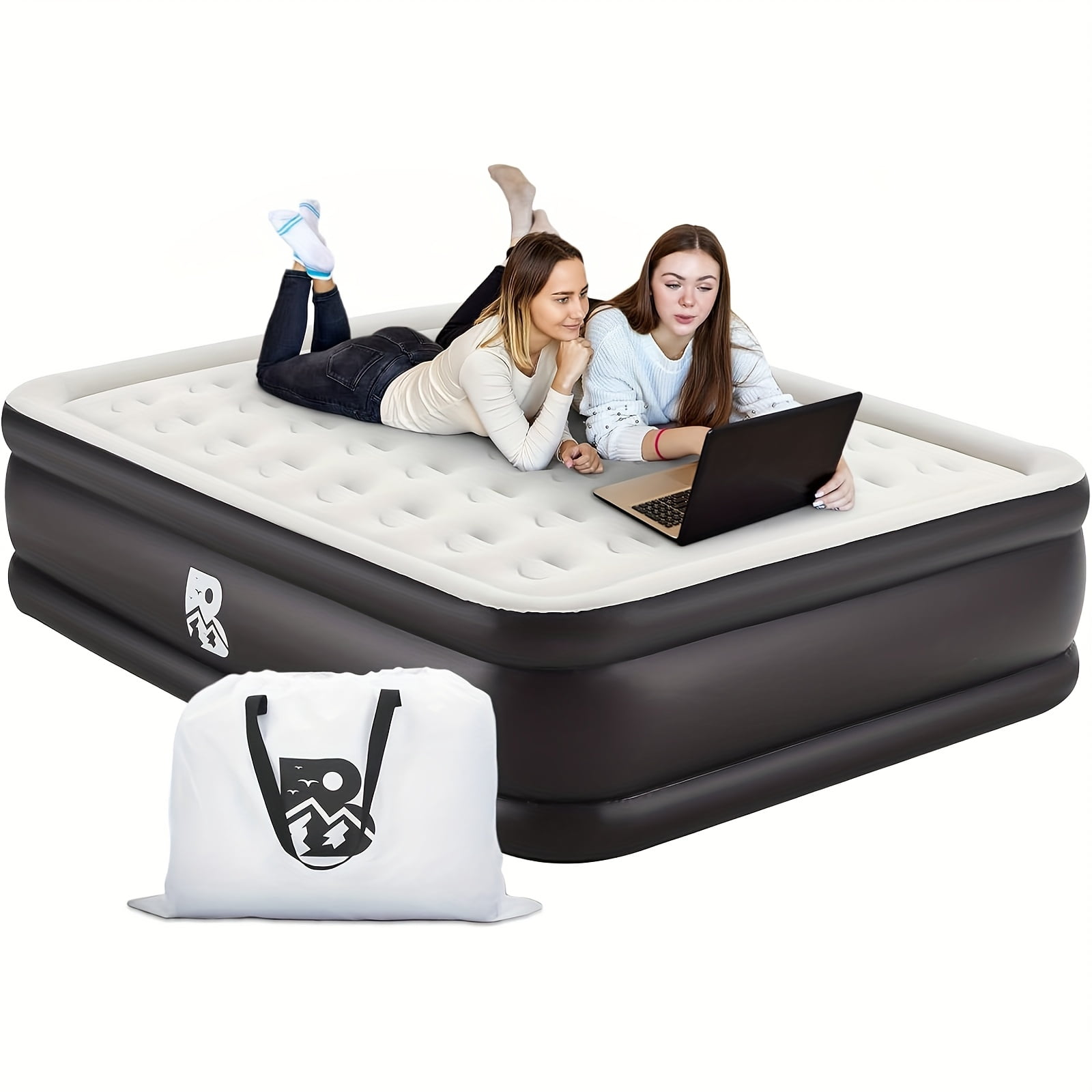 Double Full Size Air Mattress, Raised Comfort 18" with Upgraded Pillar ...