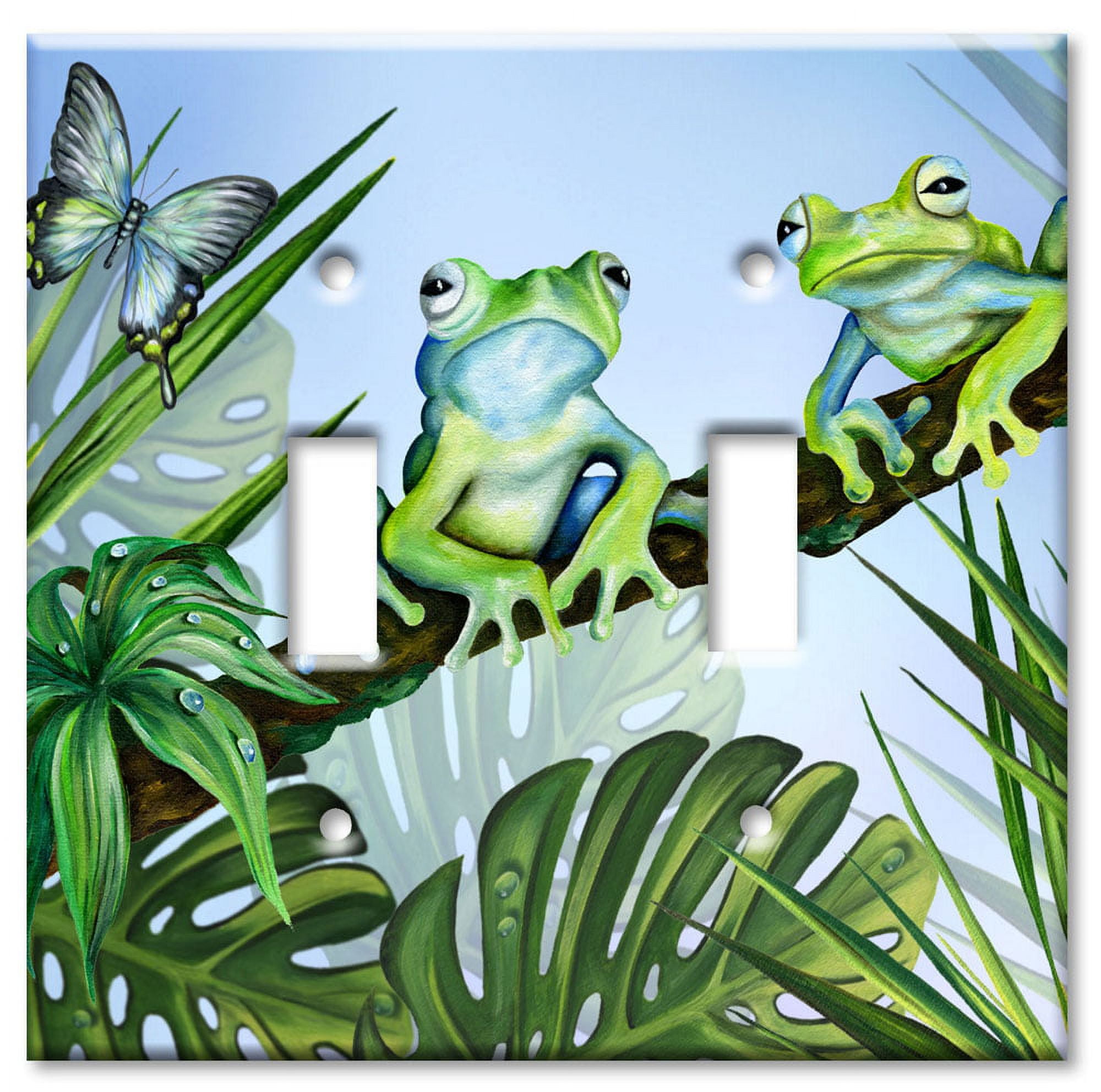 Double Gang Toggle OVERSIZE Wall Plate - Green Frogs - Walmart.com