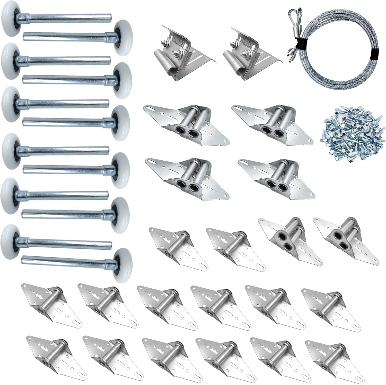 Double Garage Door Hardware Kit Roller/Hinge/Wire Rope For 16'x8' and ...
