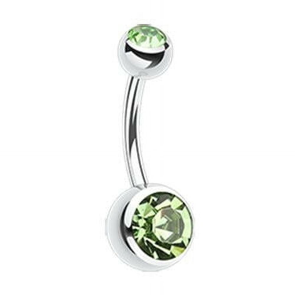 Double Gem Ball Steel Belly Button Ring 10mm - Walmart.com