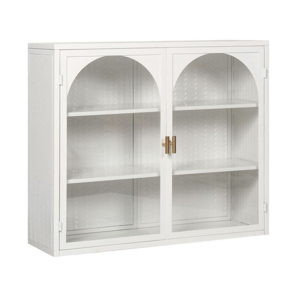 Double Glass Door Storage Cabinet with Removable Shelves, 3 Tier Wall ...