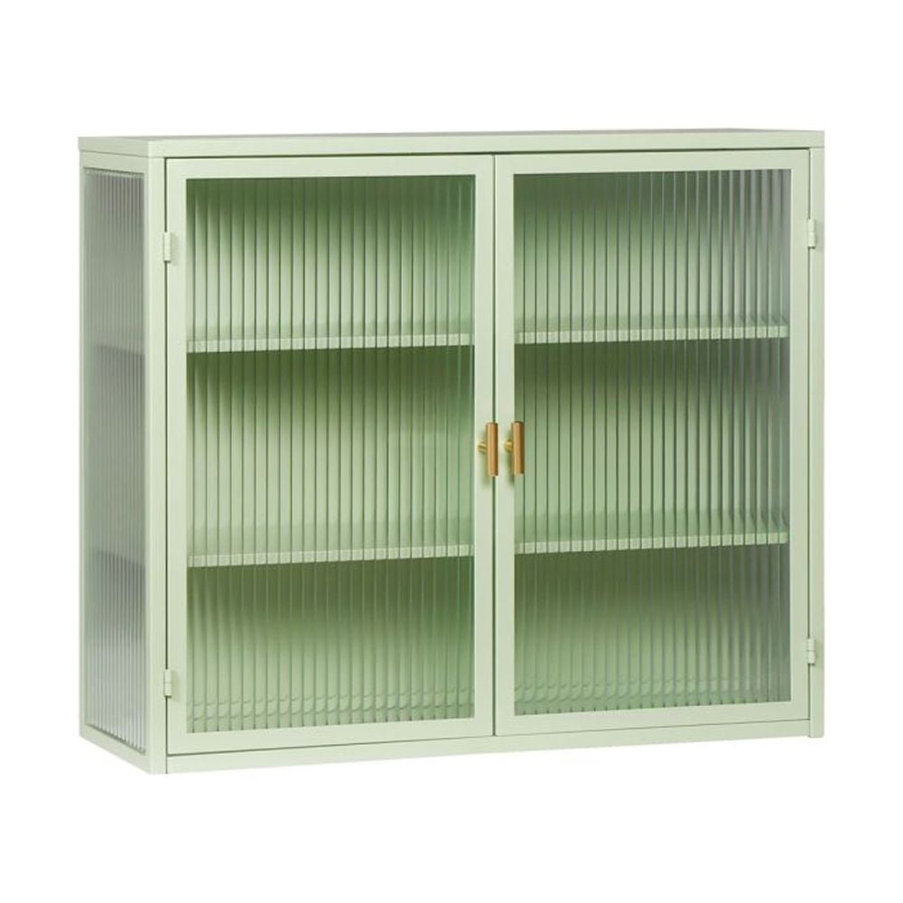 Double Glass Door Storage Cabinet with Removable Shelves, 3 Tier Wall ...