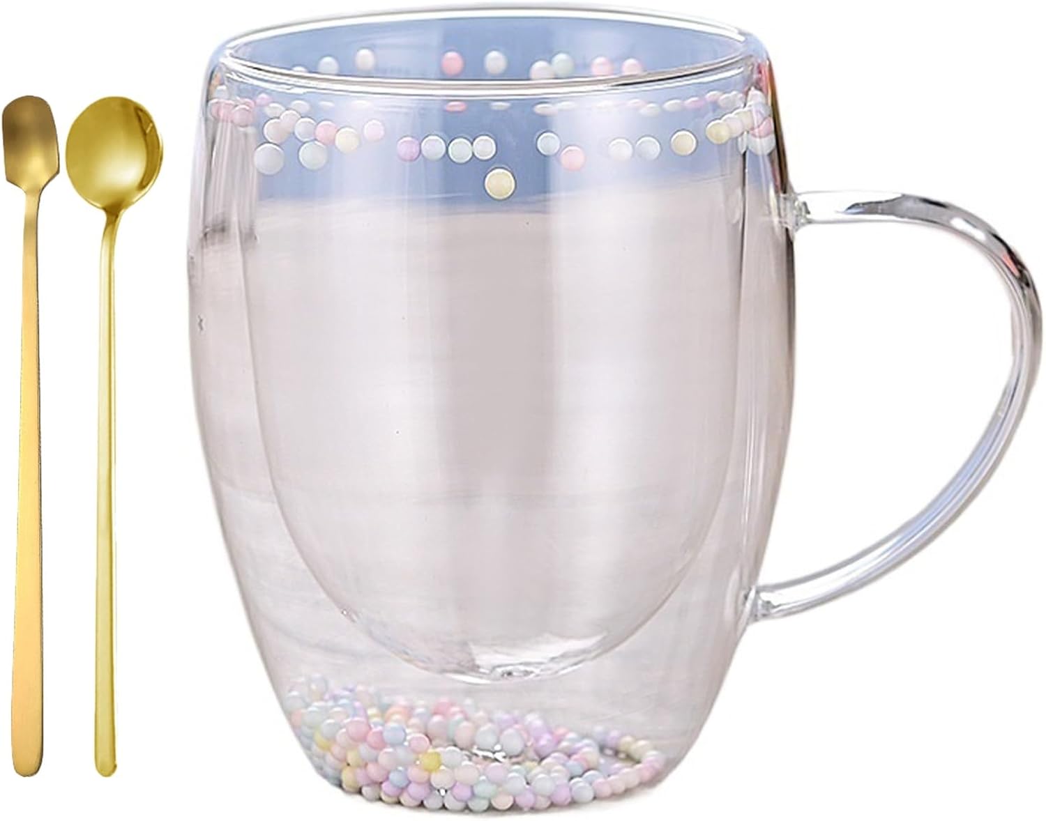 Double Glass Flower Tea Cup, Clear Preserved Dried Flower Double Wall ...