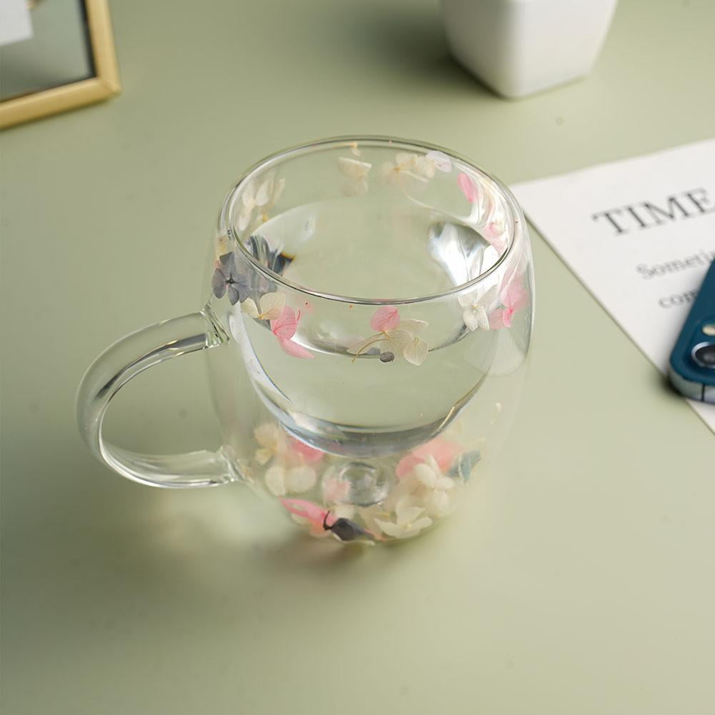 Double Glass Flower Tea Cup, Handcrafted, Elegant & Gift-Worthy, Flower ...