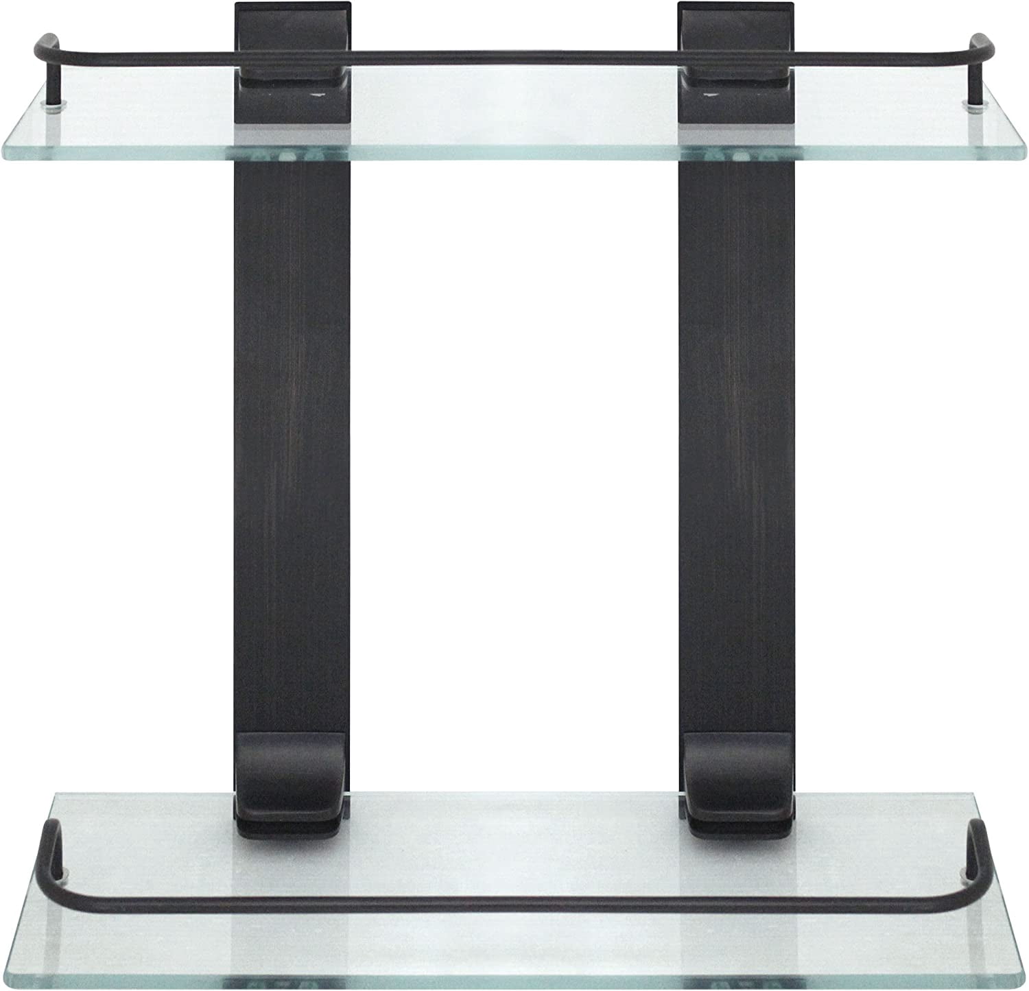 Double Glass Wall Shelf with Rail – Rubbed Bronze – 5 Year Warrantee ...