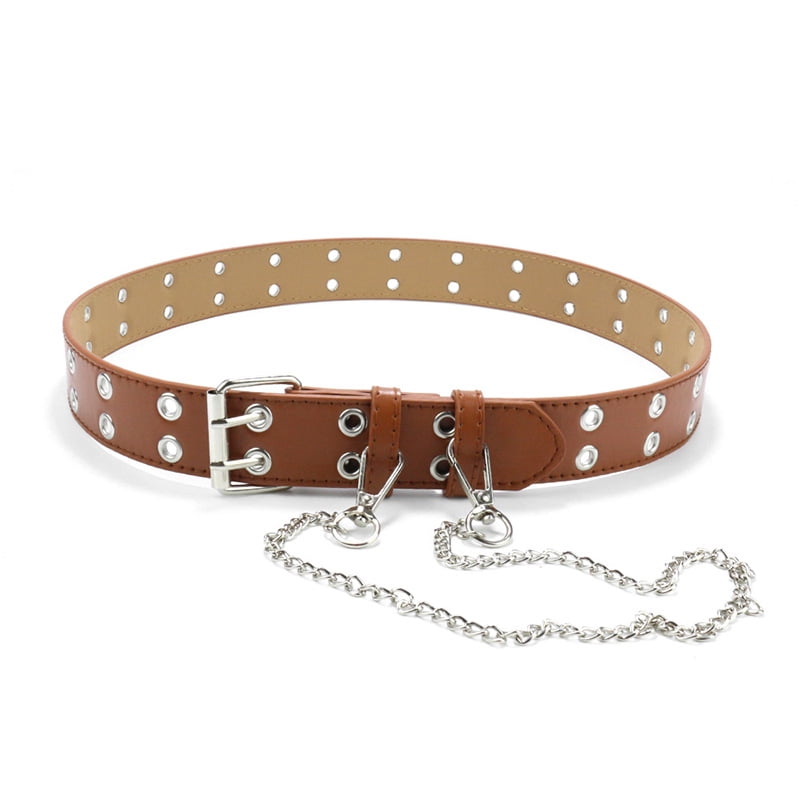 Double Grommet Belt for Girls and Boys, Punk PU Leather Kids Studded ...