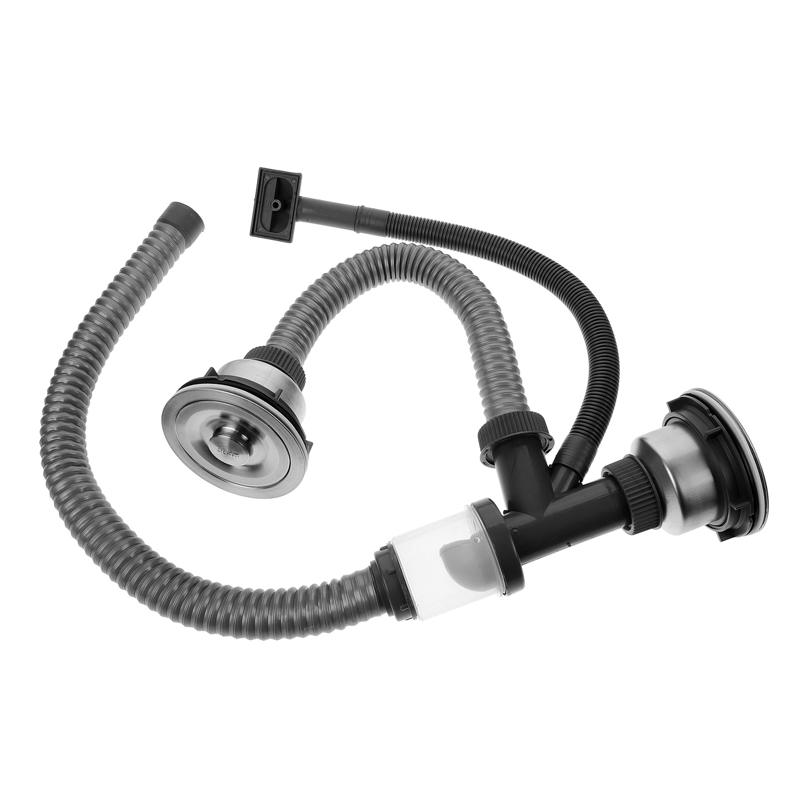 Double Groove Sewer Pipe Set Kitchen Sink Tube Washbasin Drain Assembly ...