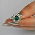 Double Halo 14K White Gold Plated 2Ct Pear Cut Simulated Emerald Women ...