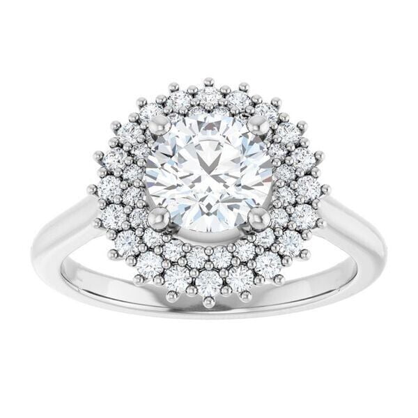 Double Halo Diamond Engagement Ring, Floral Cluster Diamond Wedding ...