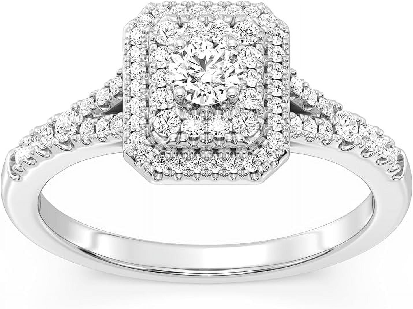 Double Halo Moissanite Diamond Ring 10K/14K/18K Solid White Gold Ring ...