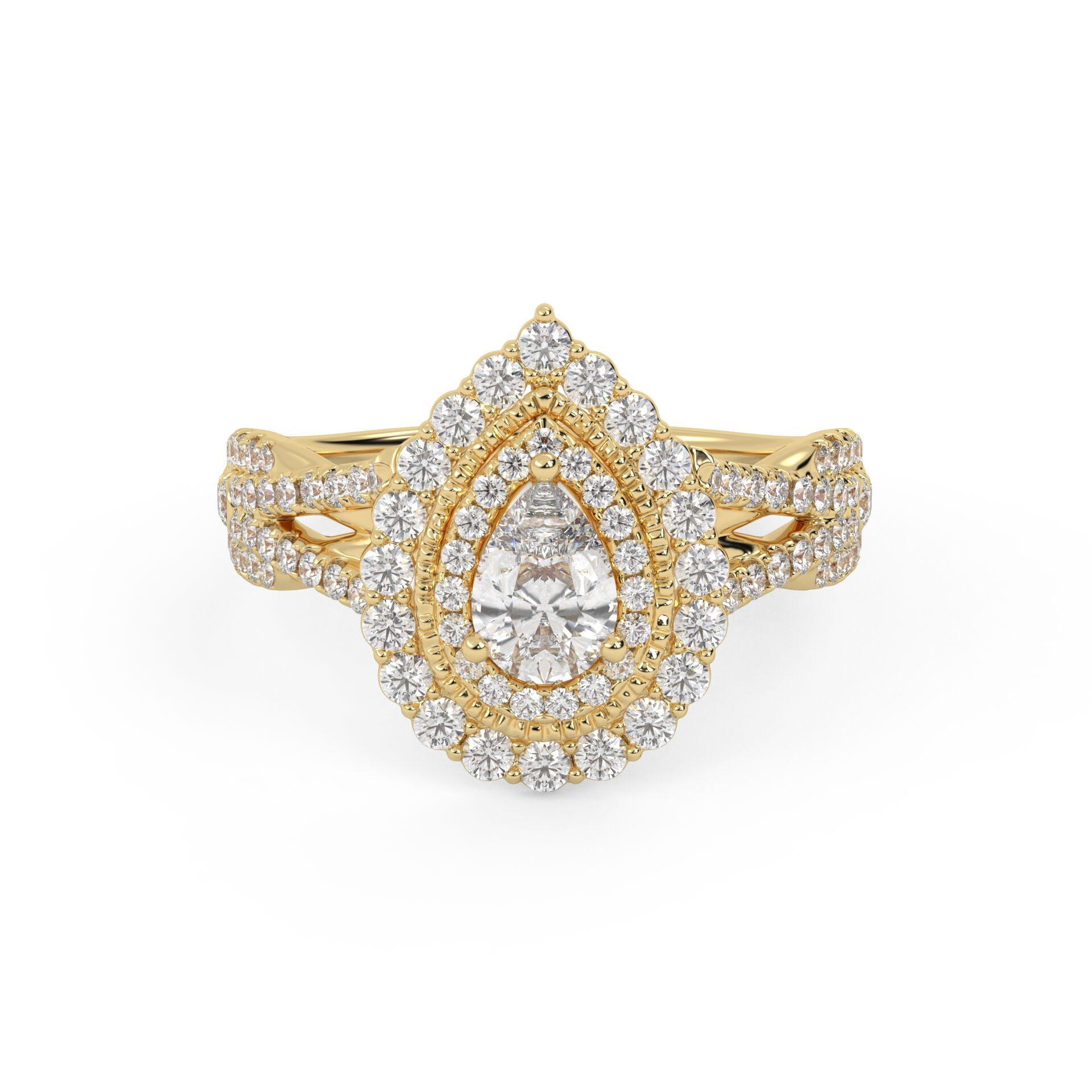 Double Halo Shank Engagement Rings for Women, IGI Certified 1.00 Cttw ...