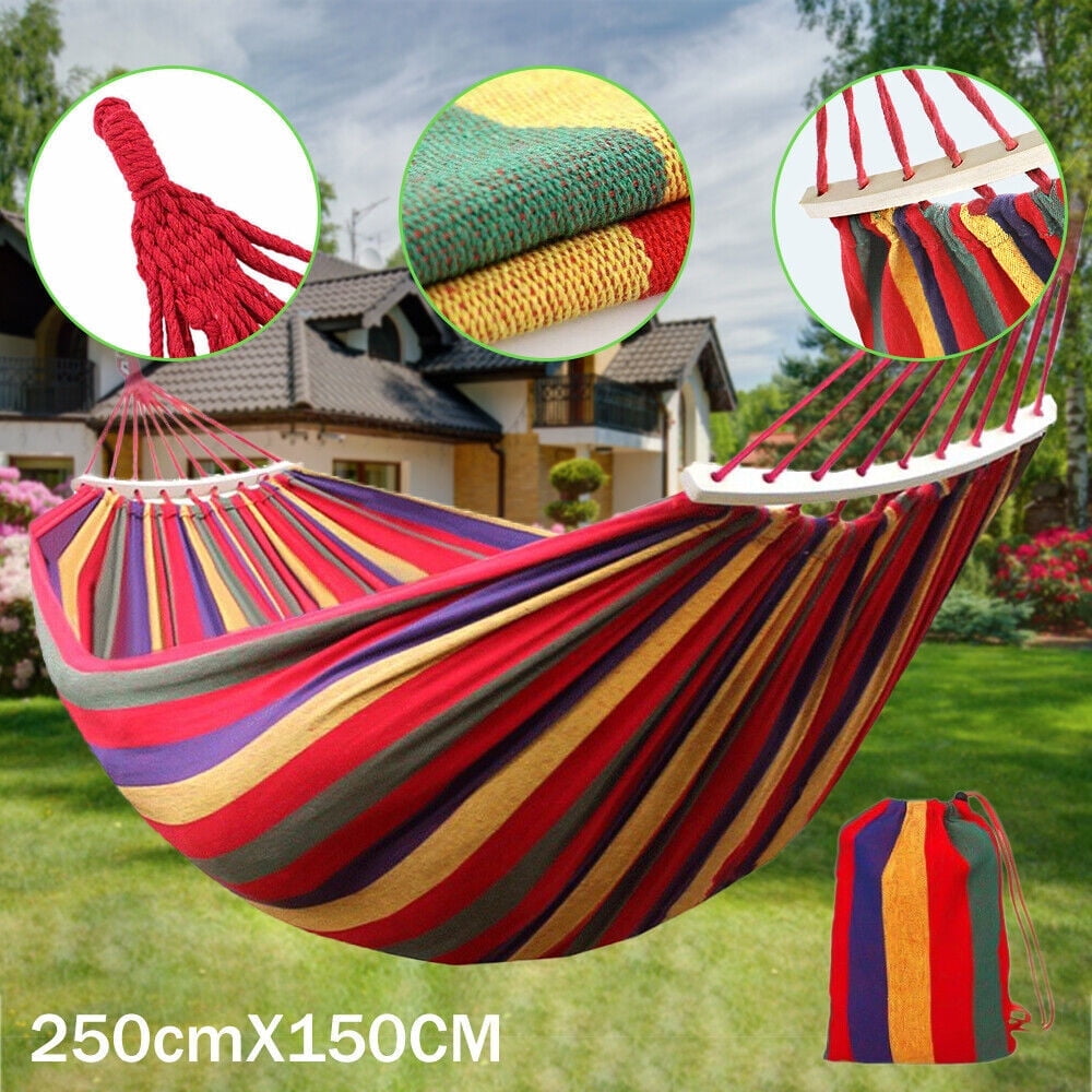 Double Hammock 2 People, with Two Anti Roll Balance Beam,DFITO Canvas ...