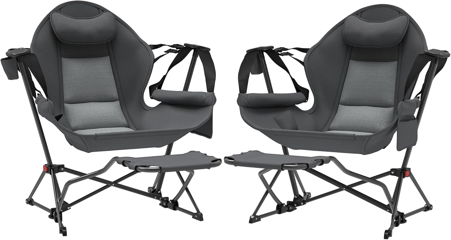 Double Hammock Camping Chair, Adjustable Back Folding Rocking Chair ...