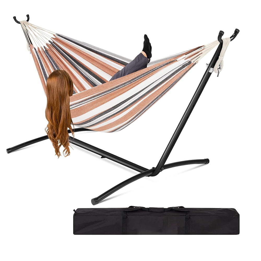 Double Hammock with Heavy - Duty Steel Stand, Indoor Outdoor Brazilian ...