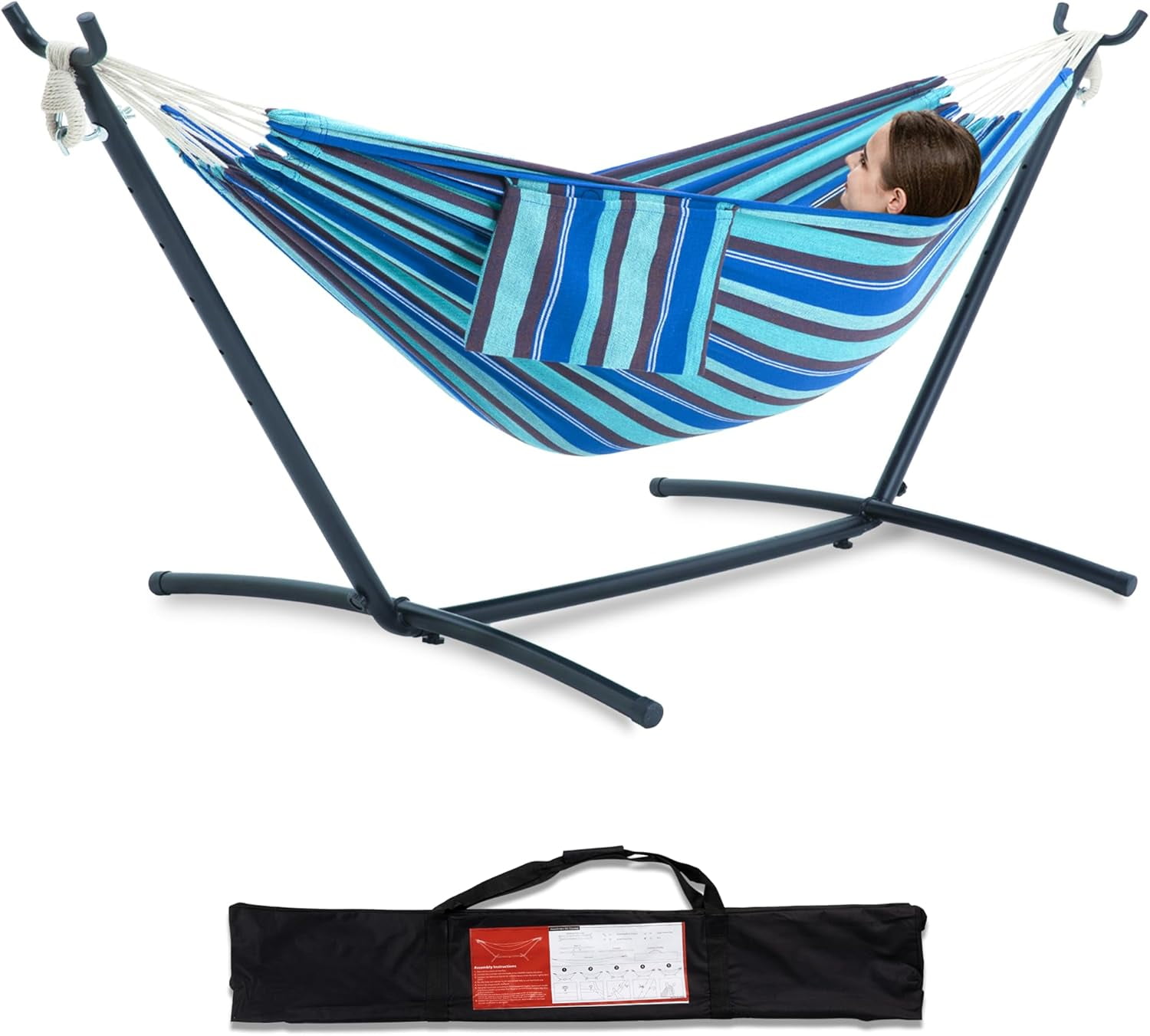 Double Hammock with Space-Saving Steel Stand for 2 Persons, Heavy Duty ...