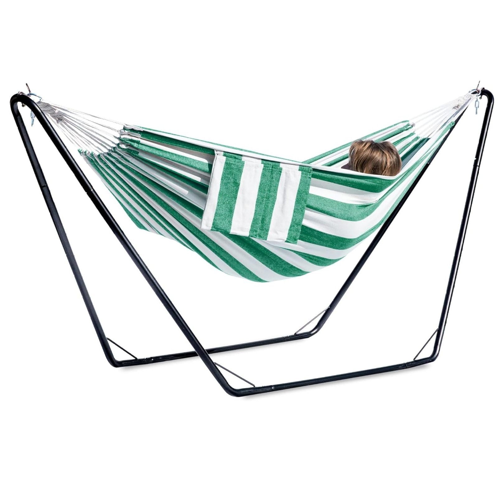 Double Hammock with Stand for Outside, Stable V-Shape Space Saving ...