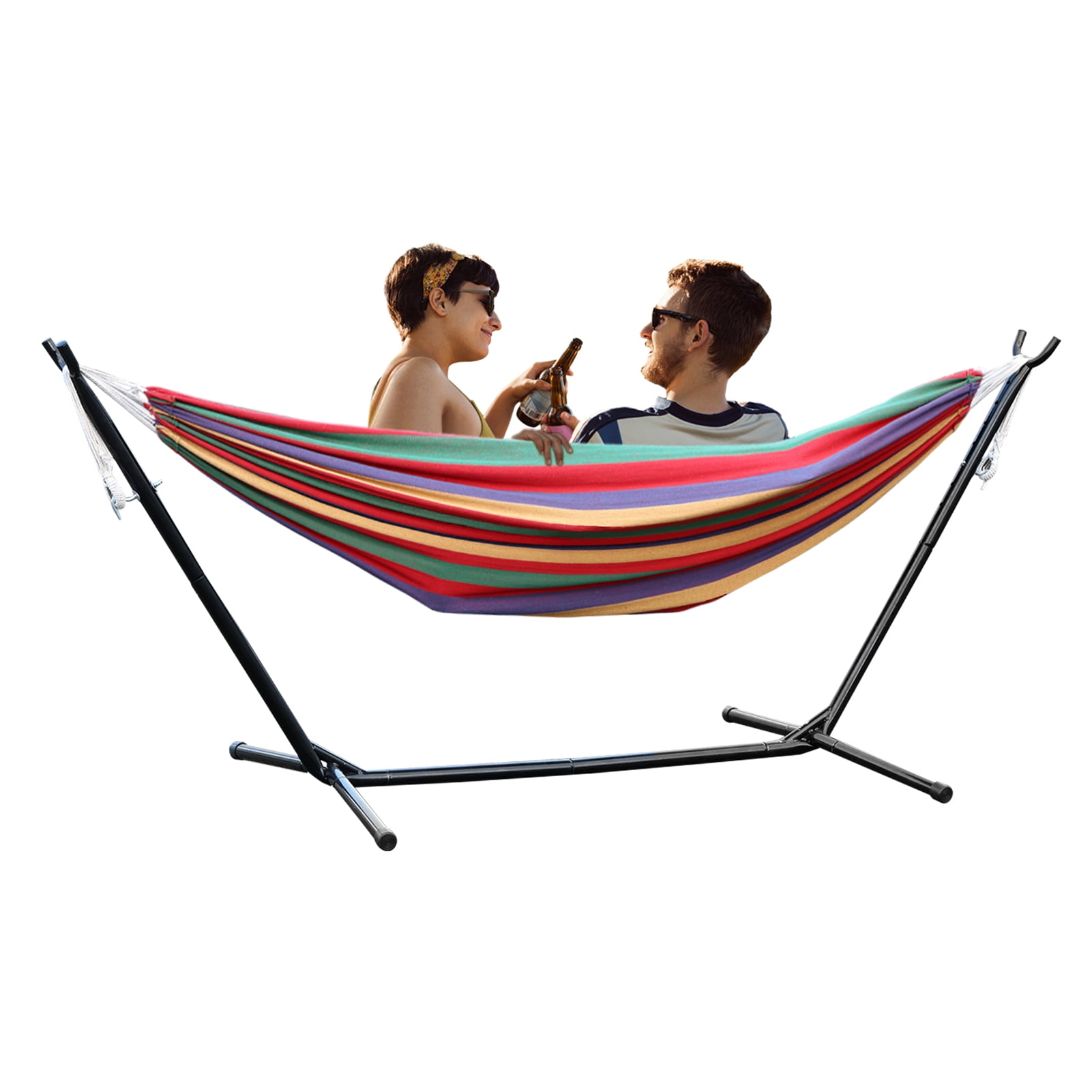 Double Hammock with Stand, Heavy-Duty Hammock for Two Adults, 450lbs ...