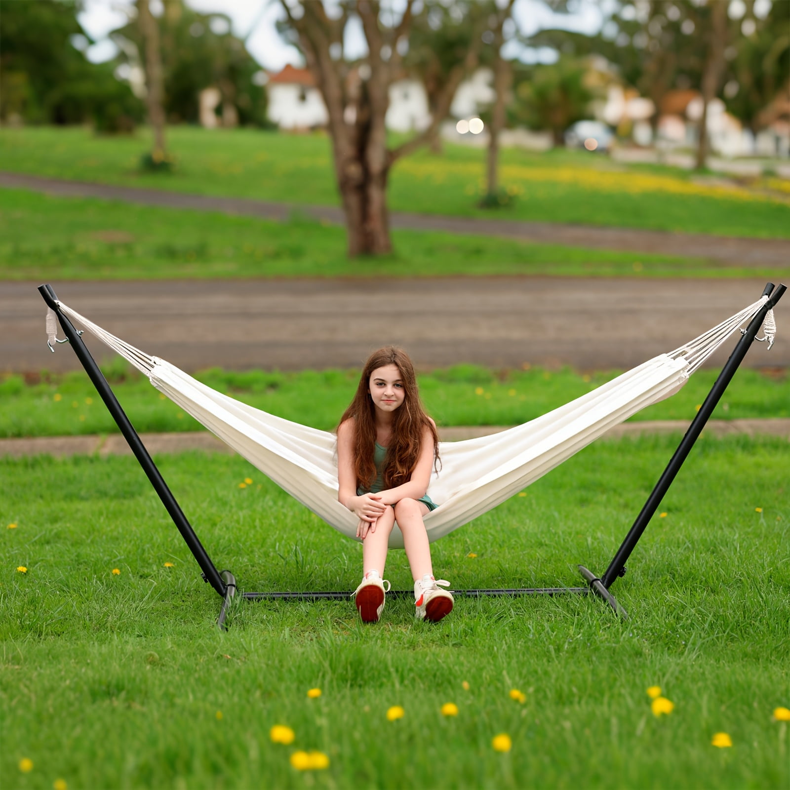 Double Hammock with Stand Included | 450lb Capacity Steel Stand ...