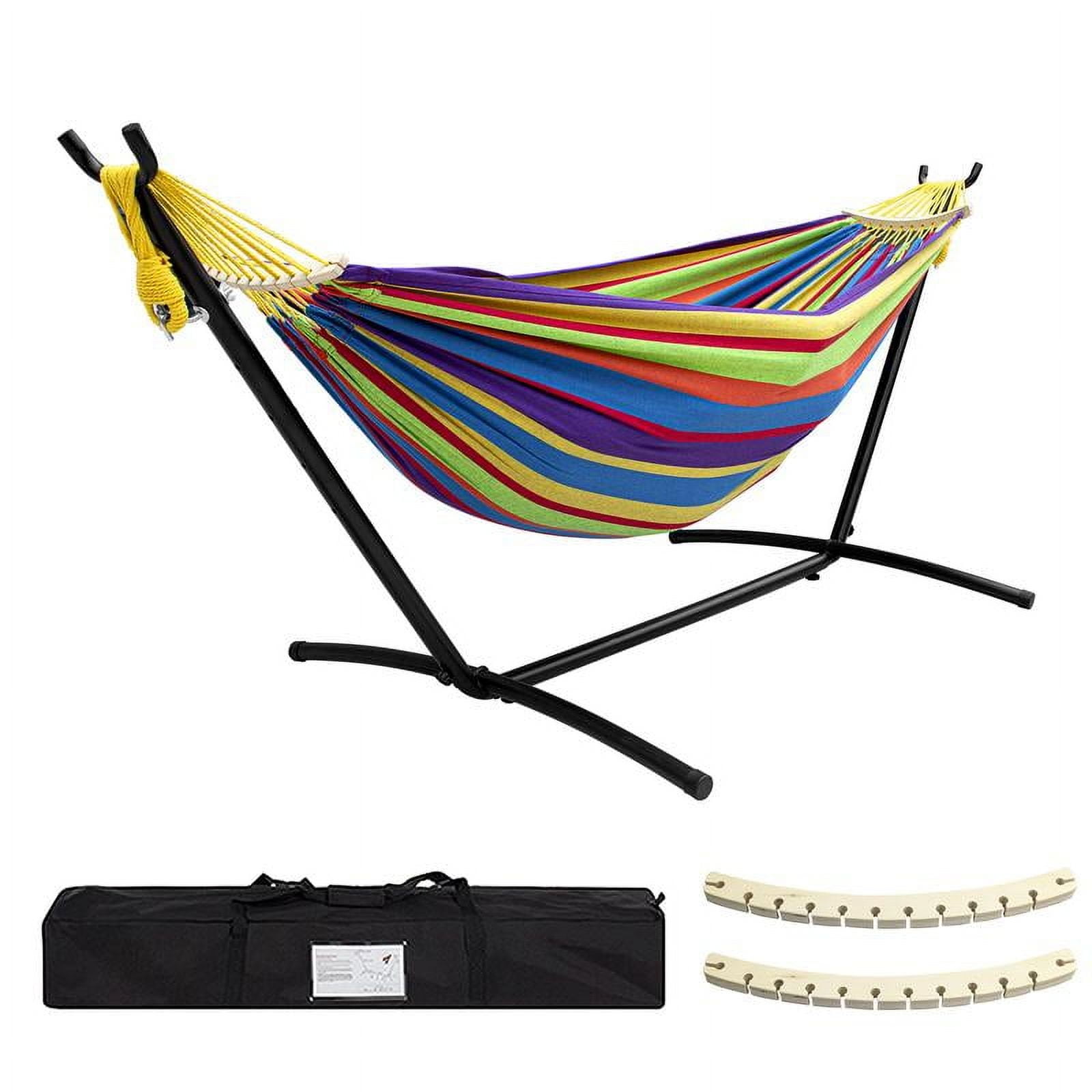 Double Hammock with Stand Included 450lb Capacity Steel Stand, Premium ...