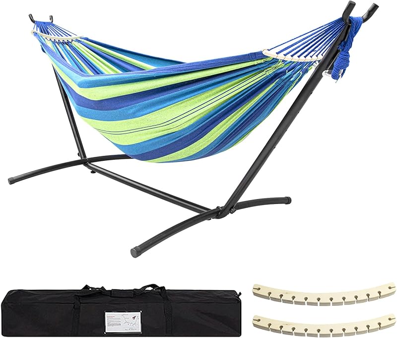 Double Hammock with Stand for Outside 450lb Capacity Steel Stand ...