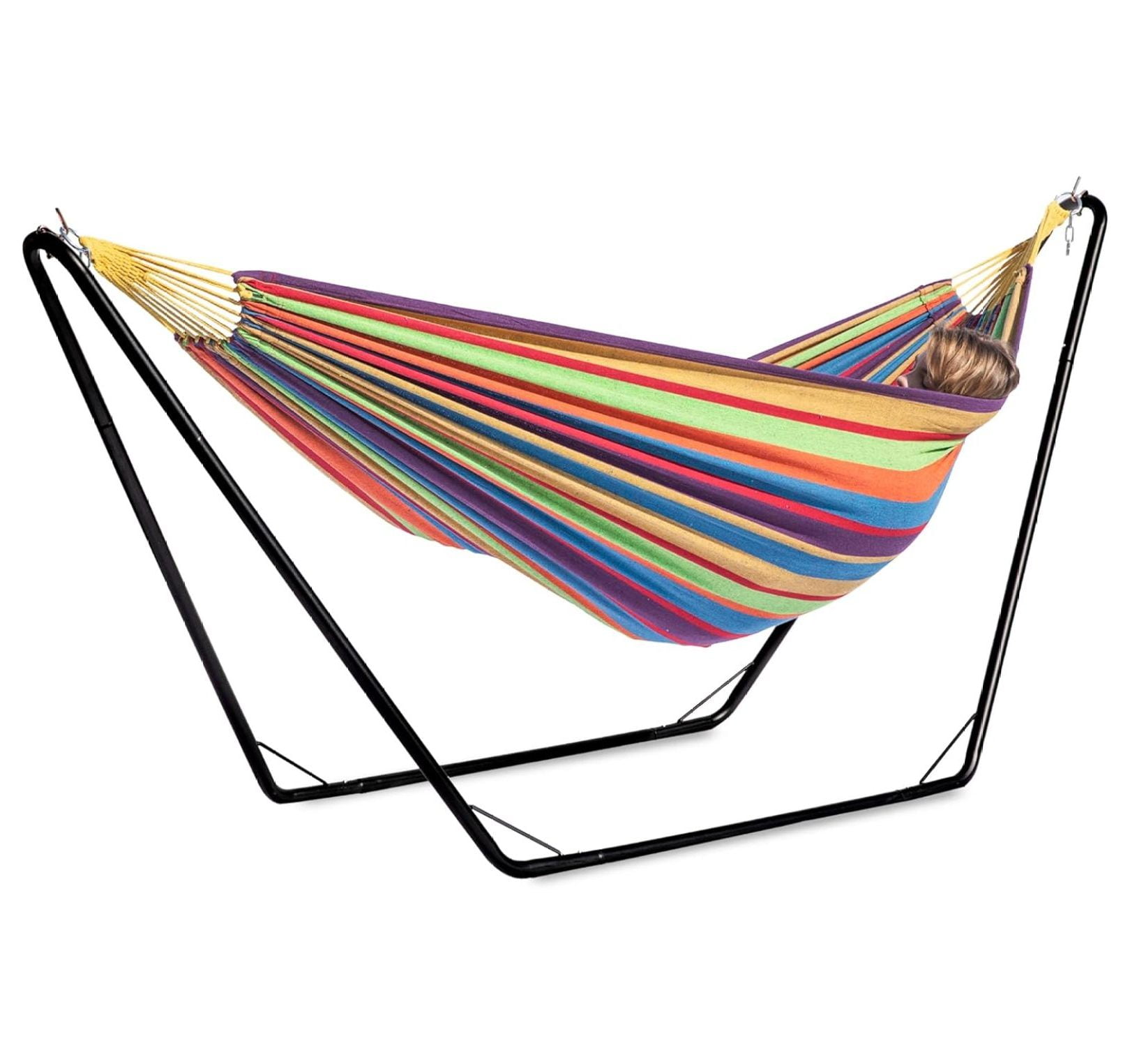 Double Hammock with Stand for Outside, Stable V-Shape Steel Stand, 2 ...