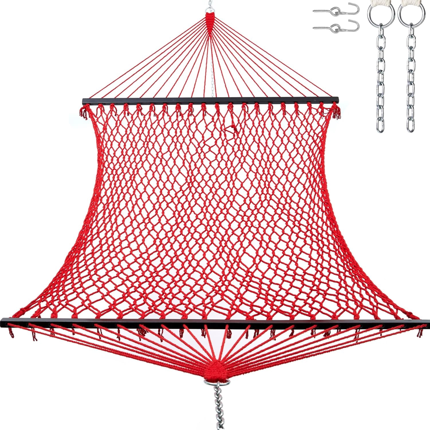 Double Hammocks for Outside, Handwoven Traditional Cotton Rope 2 Person ...