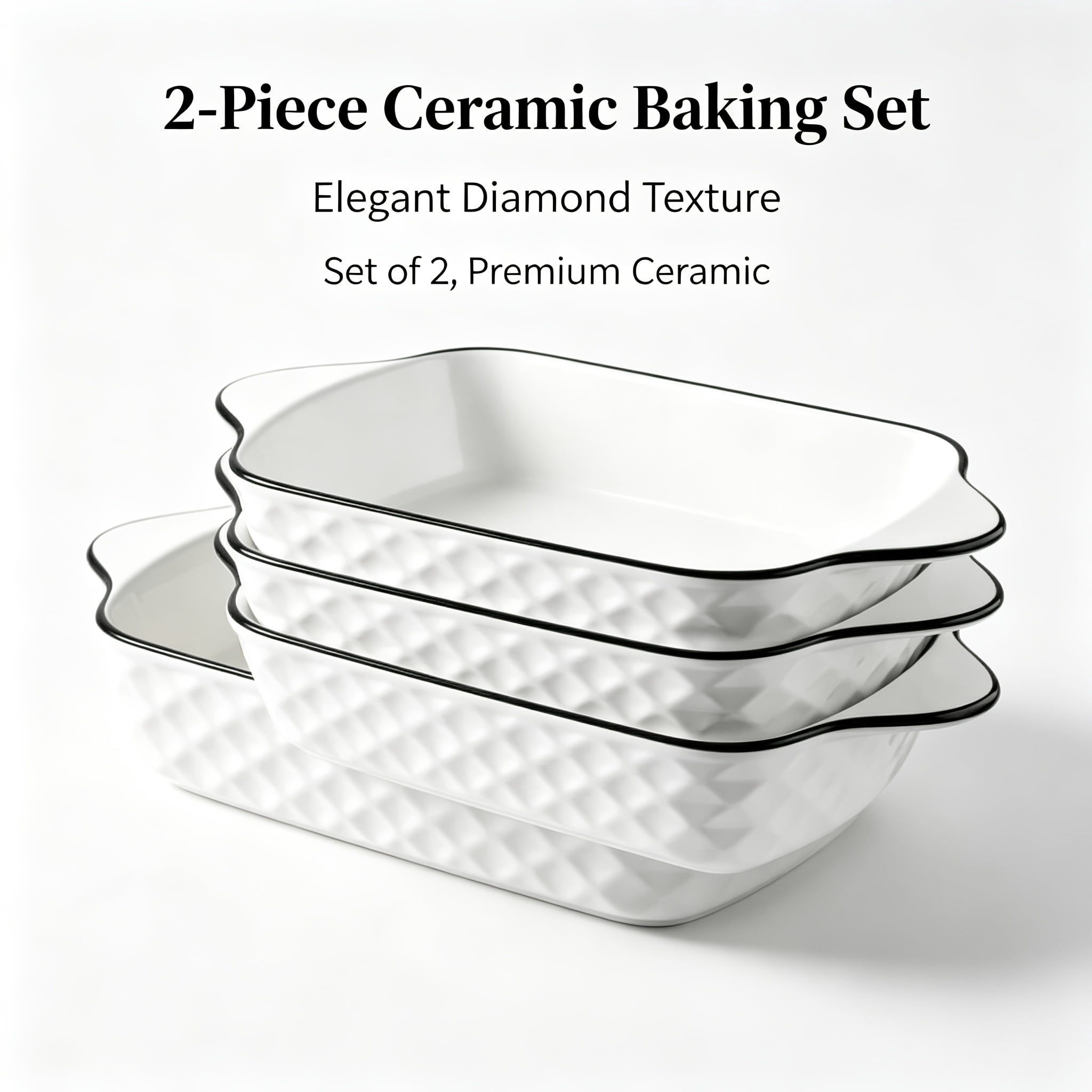 Double Handle Ceramic Baking Tray Microwave Safe Large Size Tableware ...
