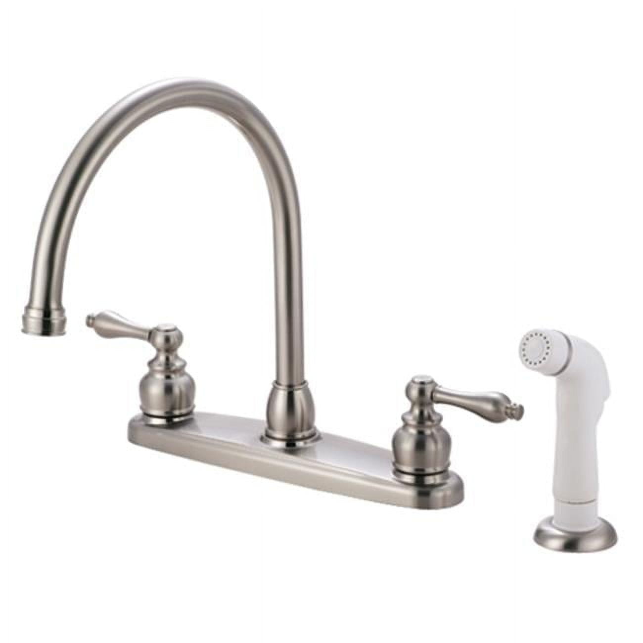 Double Handle Goose Neck Kitchen Faucet with White Sprayer - Walmart.com