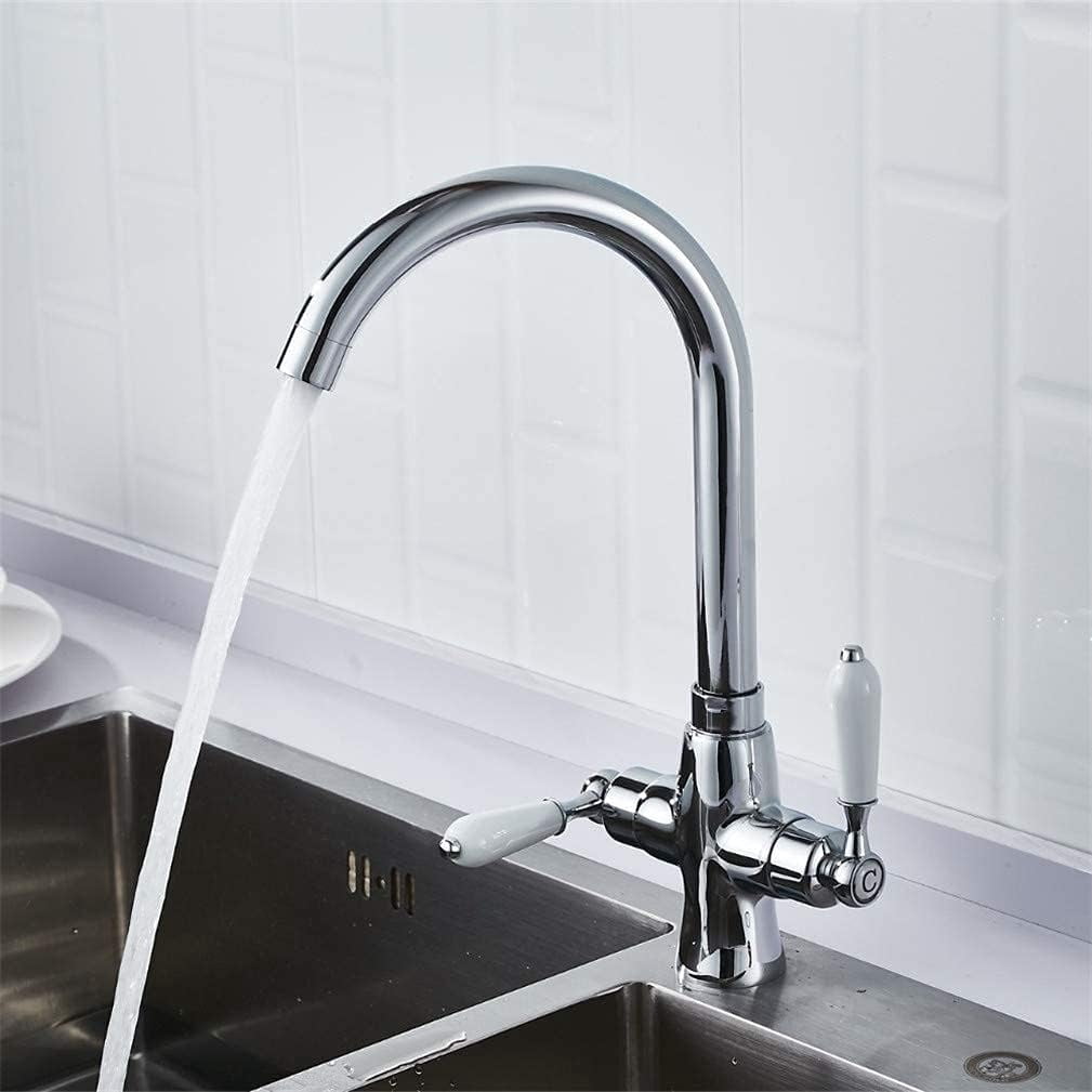 Double Handle Hot and Cold Kitchen Sink Faucet Kitchen Mixer ...