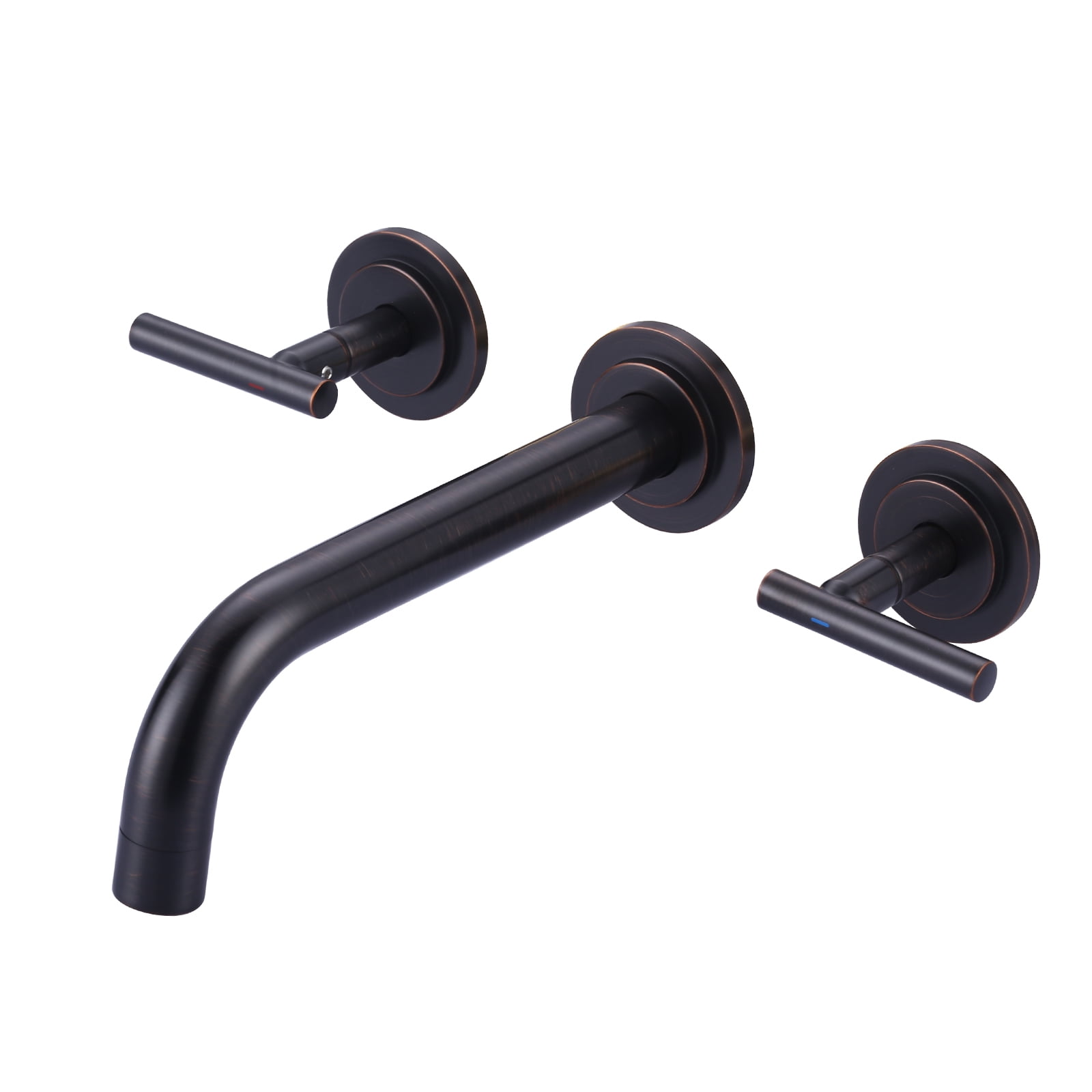 Double Handle Wall Mounted Bathroom Faucet with Rough-in Valve Included ...