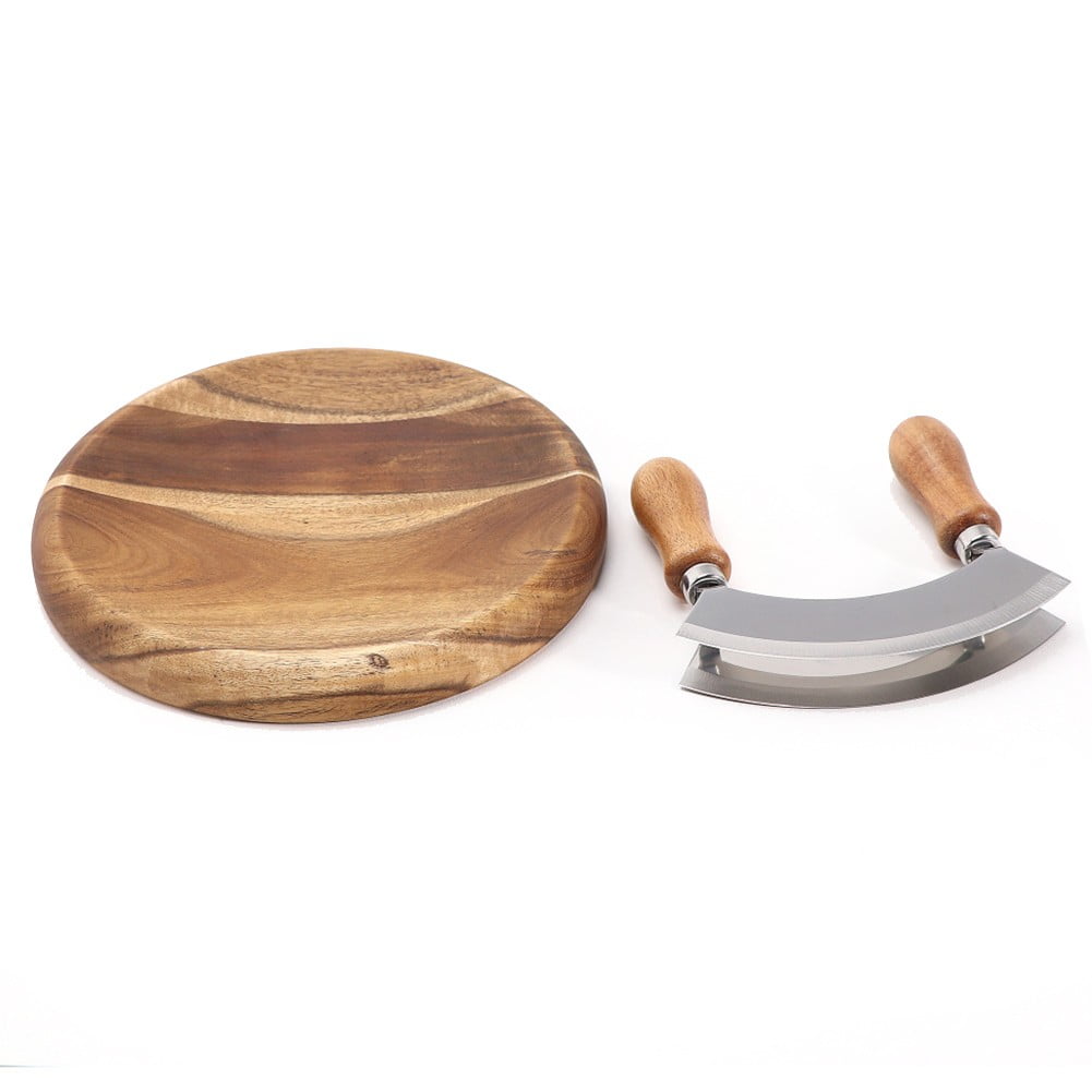 Double-Handled Mezzaluna cutter and Cutting Board Set Mezzaluna Chopper ...