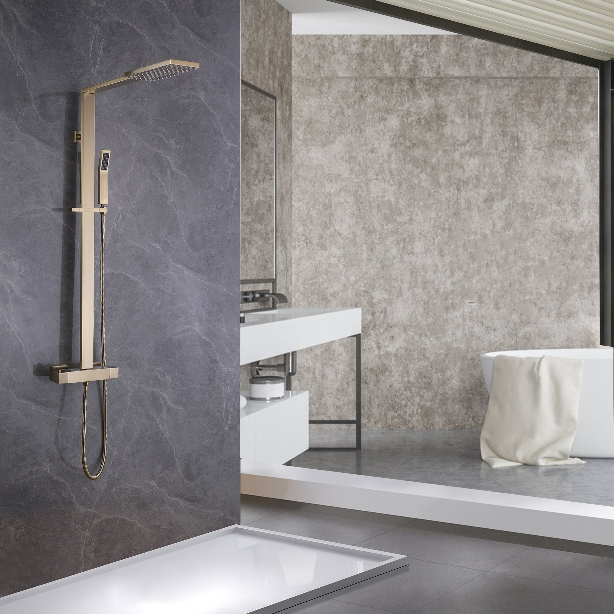 Double Handles Two Functions Wall Mounted Bathroom Shower System With