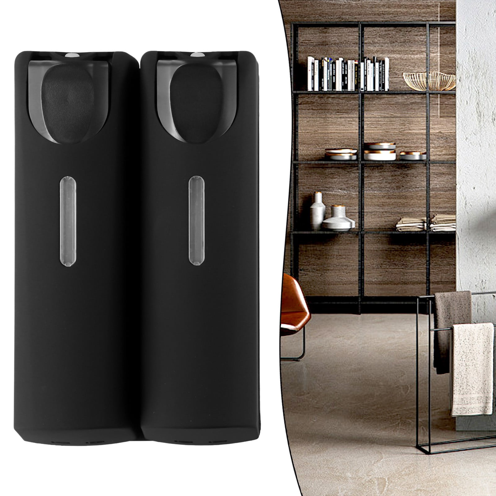Double Head Black Soap Dispenser Wall Mounted Liquid Bathroom Soap ...