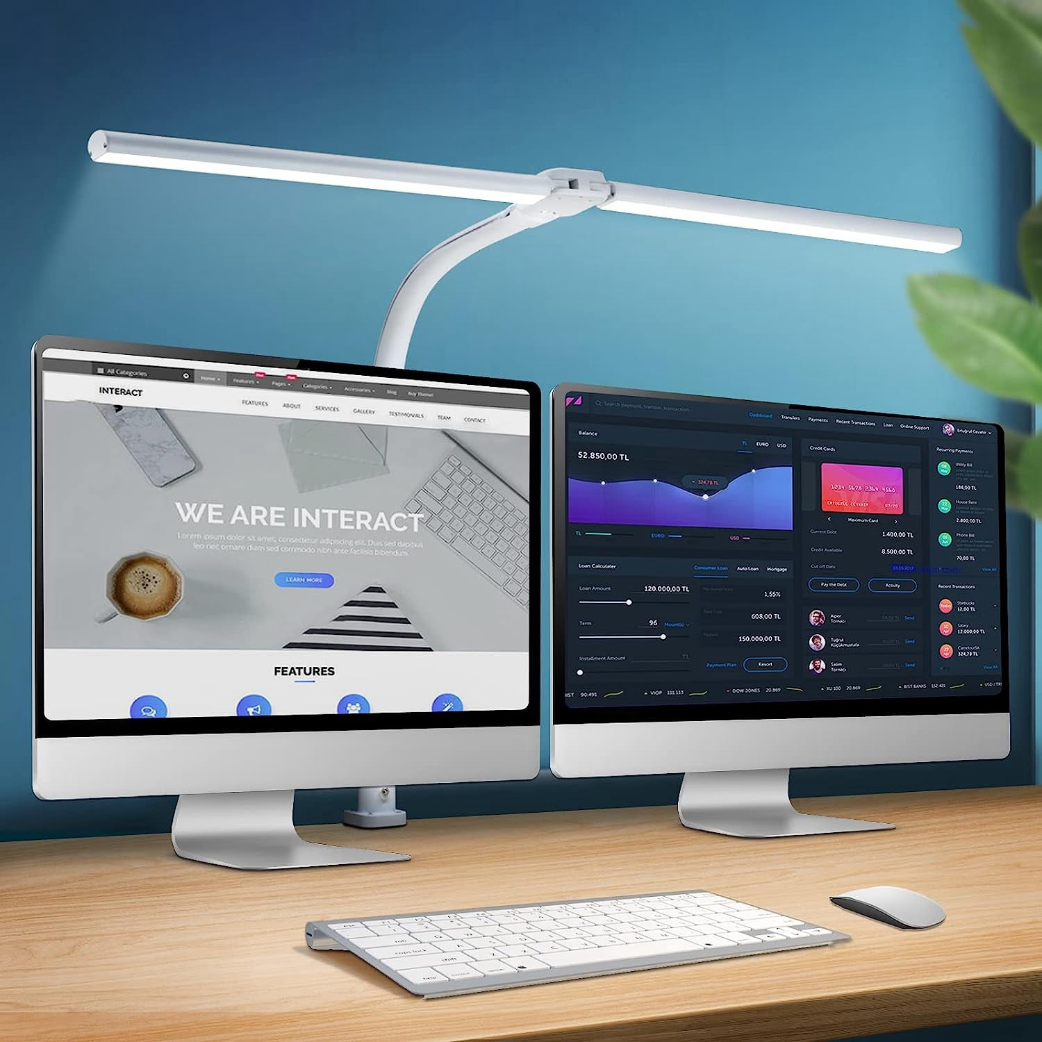 Lococo 32.7" LED Dimmable Double Head Desk Lamp, White - Walmart.com