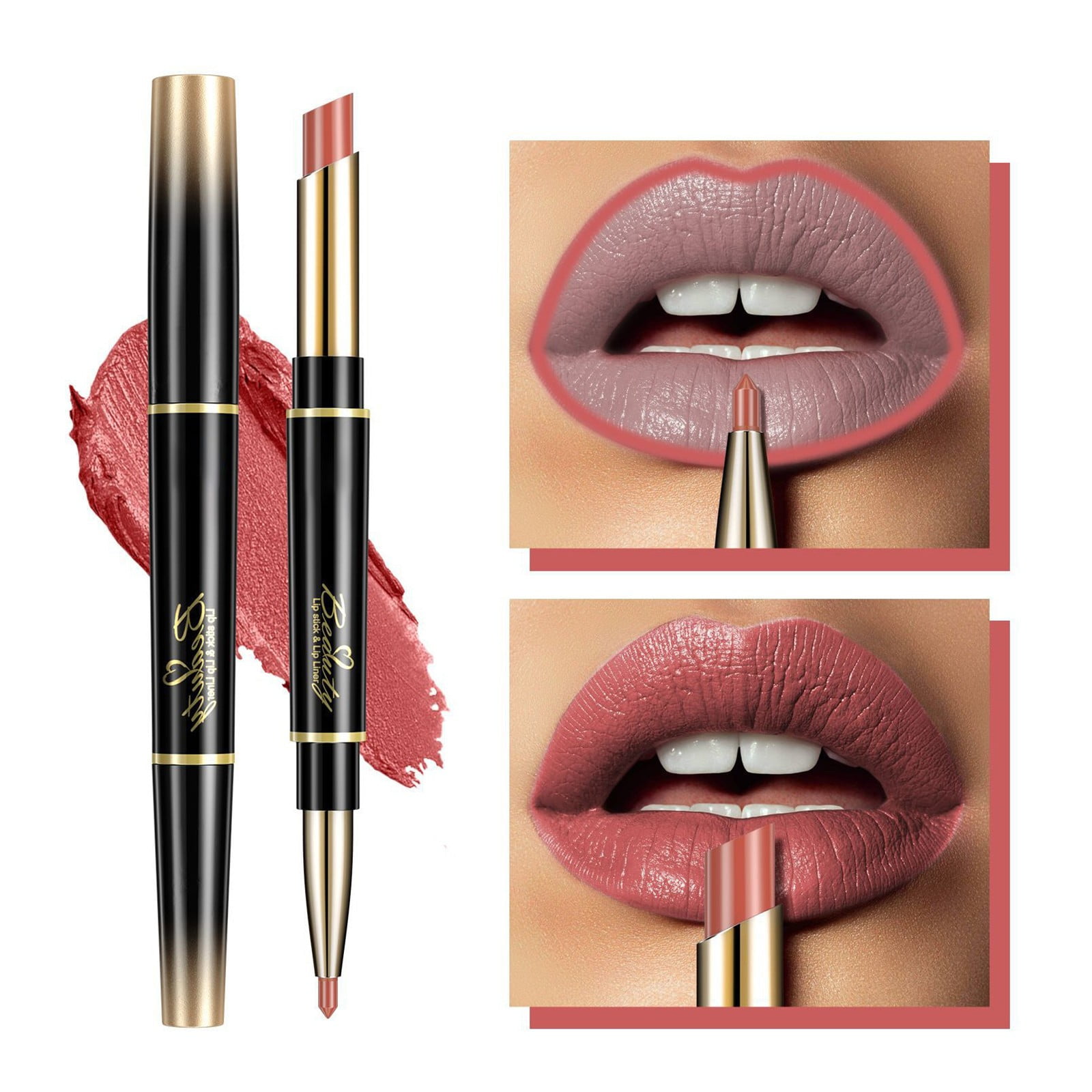 Double Head Lipstick Lipliner Surface Not Easy To Fade Non Stick Cup ...