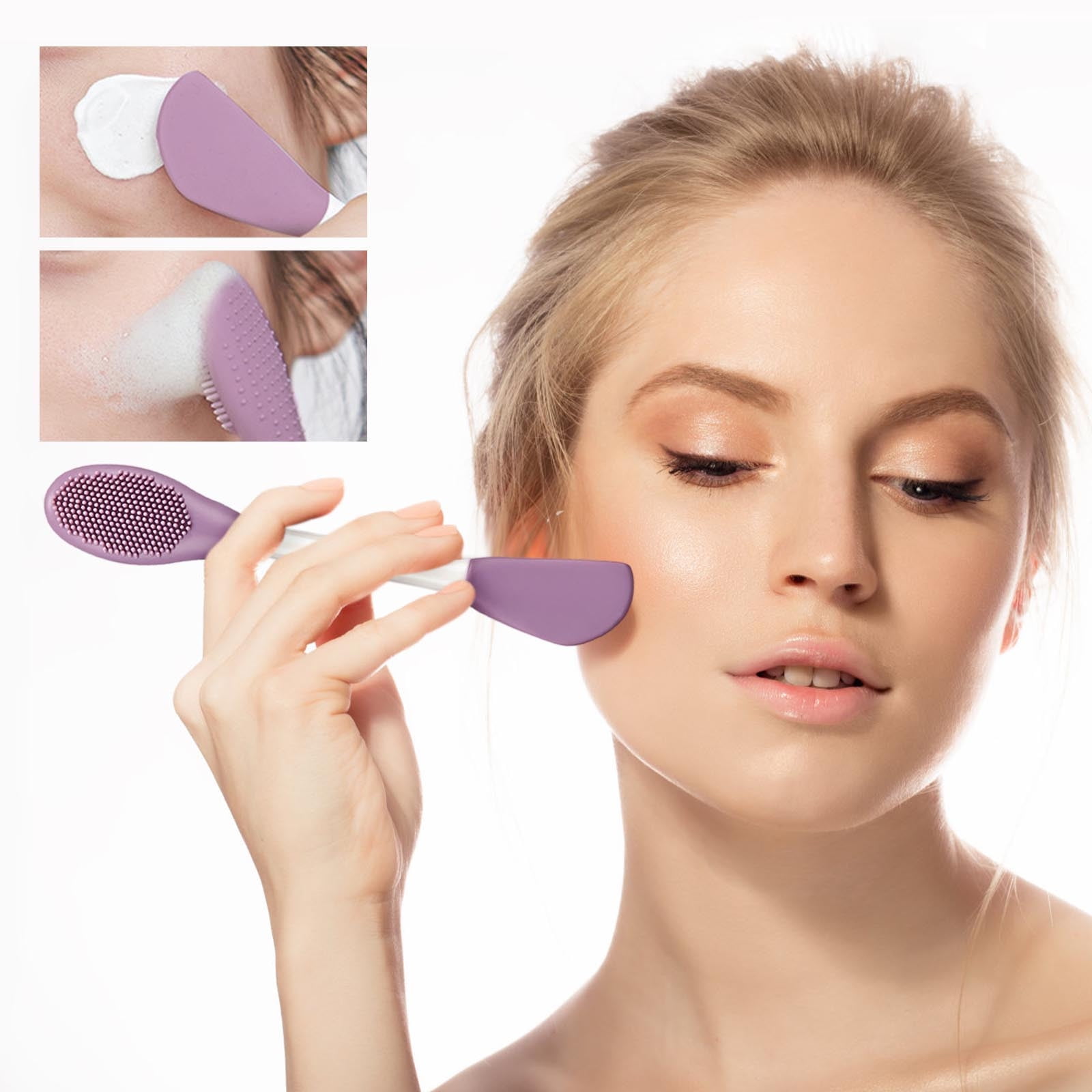 Double Head Silicone Face Brush for Deep Cleansing, Exfoliating ...