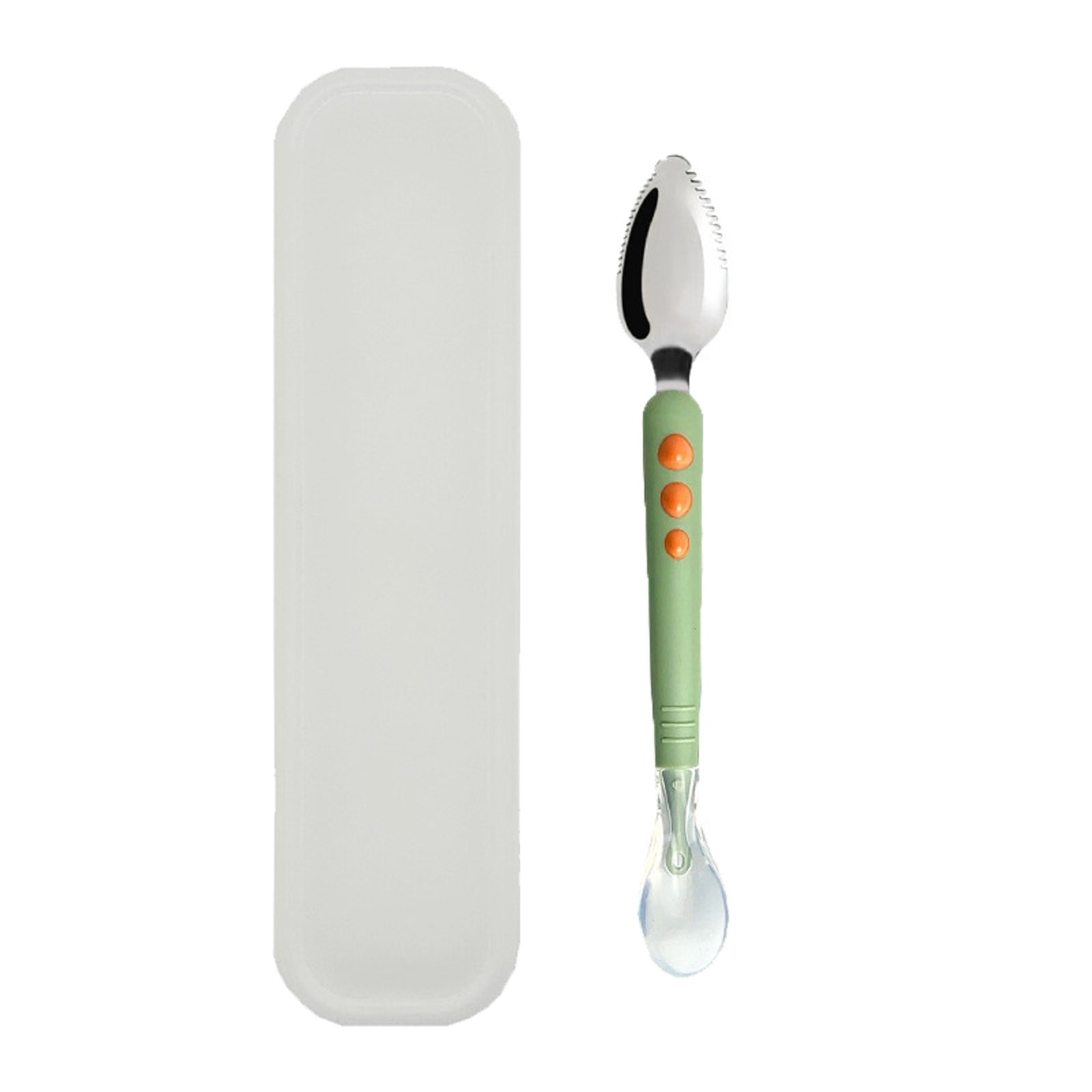 Double Head Silicone Food Spoon With Storage Soft Feeding And Training ...