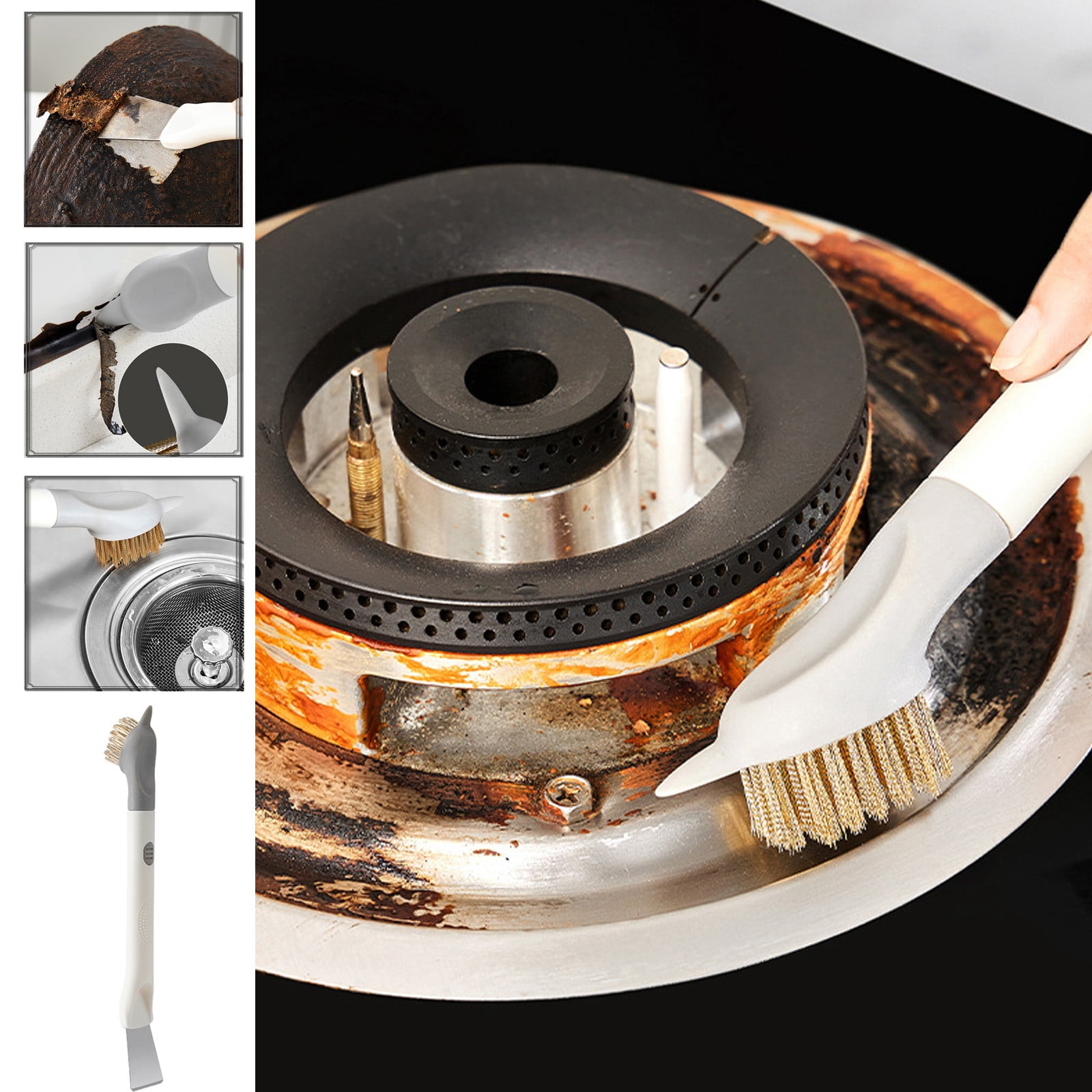 Double Head Stove Top Cleaning Brush, 2-in-1 Scrub Brush for Gas Burner ...