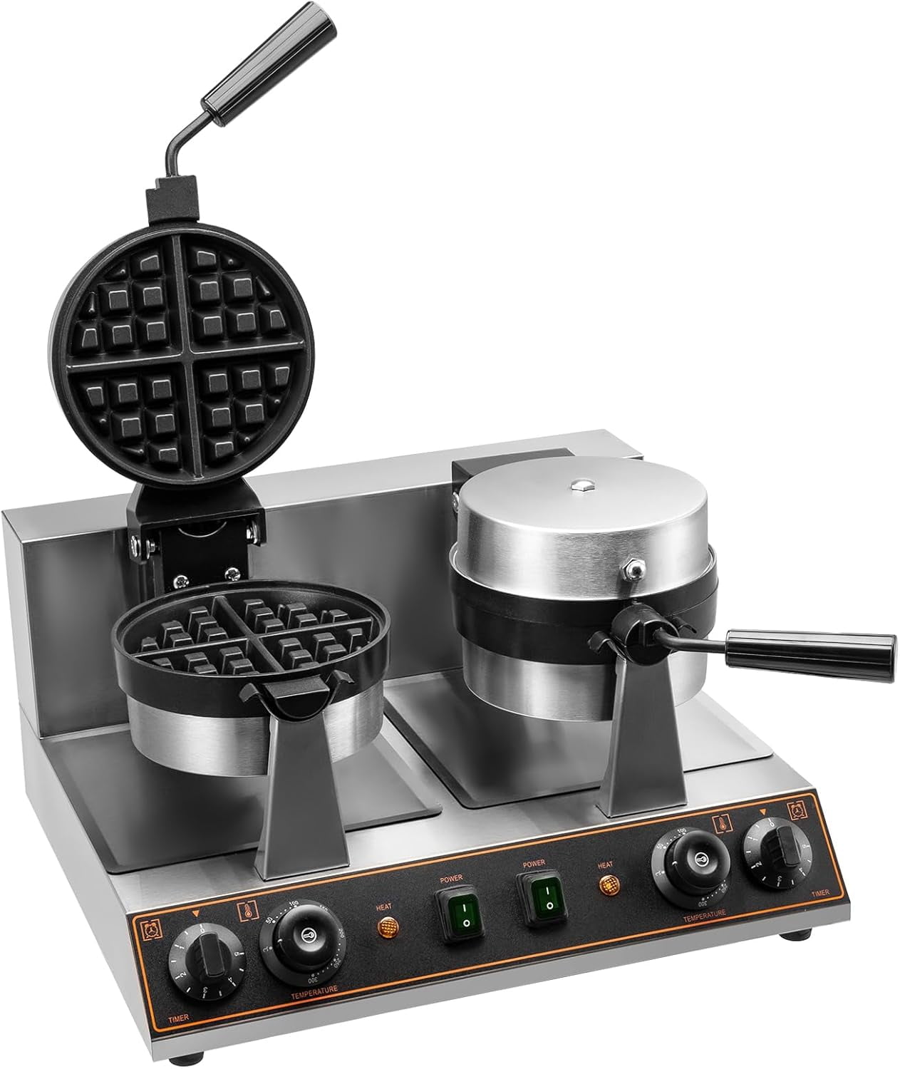 Double Head Waffle Maker Machine 110V 2600W Professional Belgian Waffle ...
