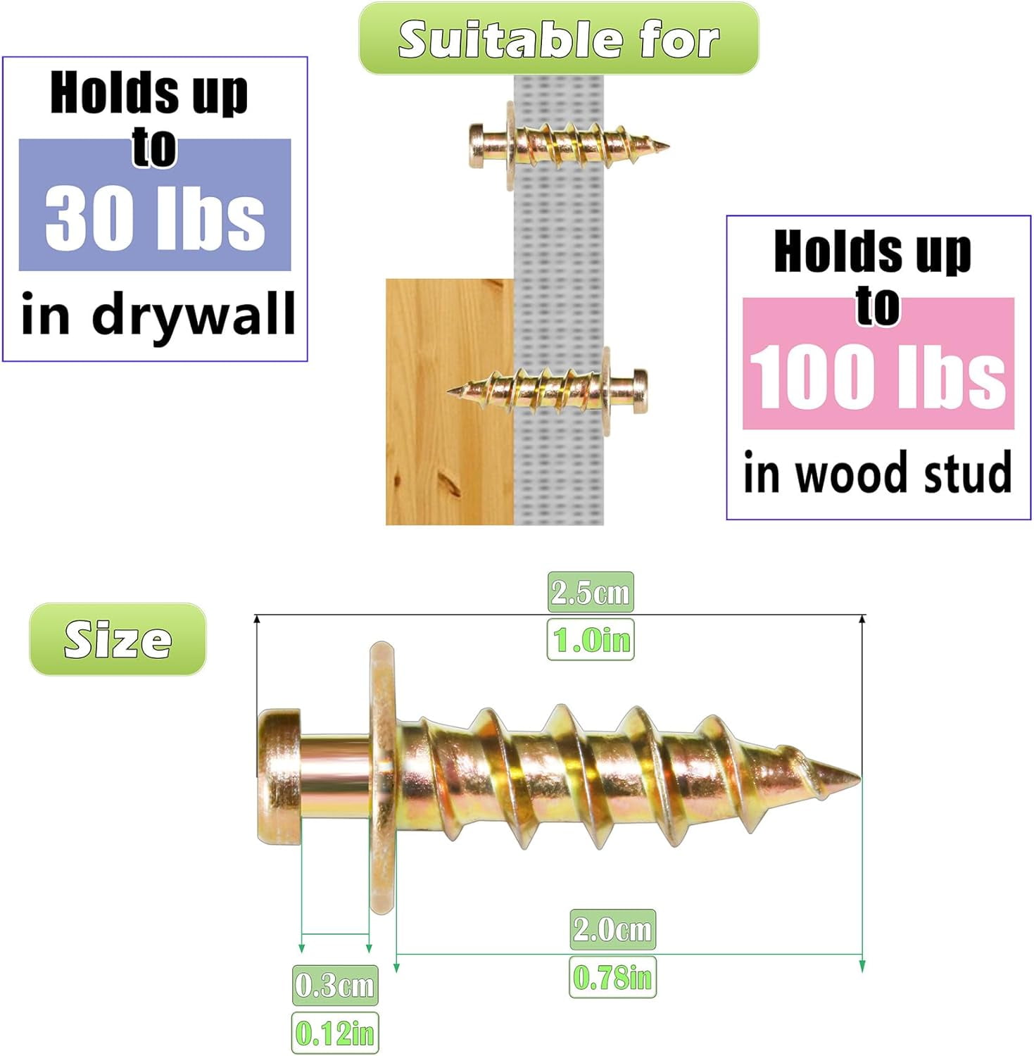 Double-Headed Bear Claw Wall Picture Hooks, 4-in-1 Picture Drywall ...