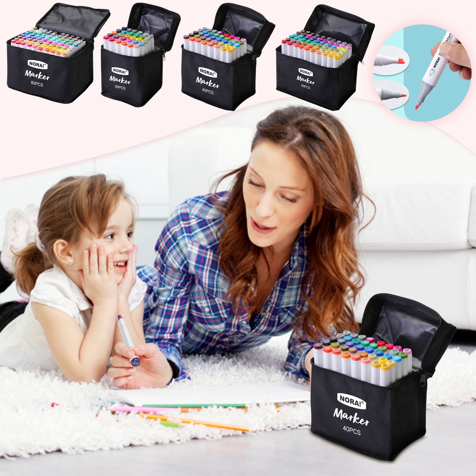 Double Headed Coloring Painting Art Marker Set, 3ml, Vibrant Dual ...