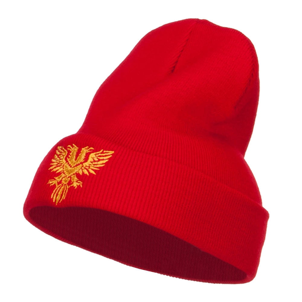 Double Headed Eagle Embroidered Long Beanie - Red OSFM - Walmart.com