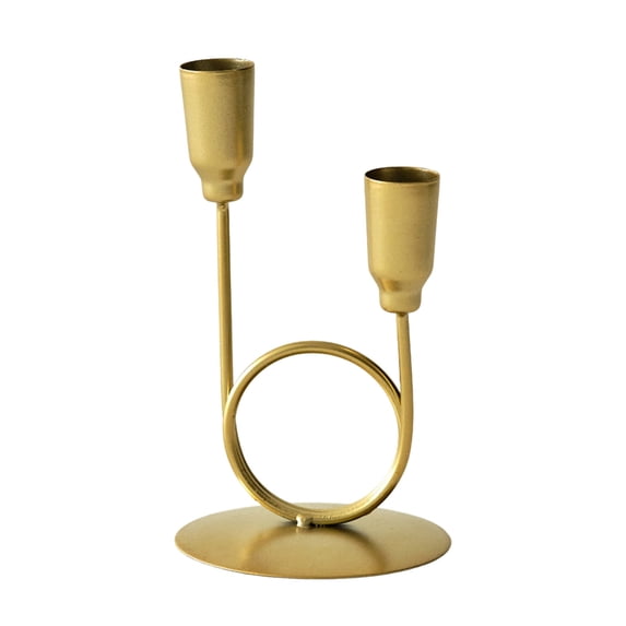 Double-Headed Round Ring Metal Candlestick, Elegant Dual Candle Holder ...