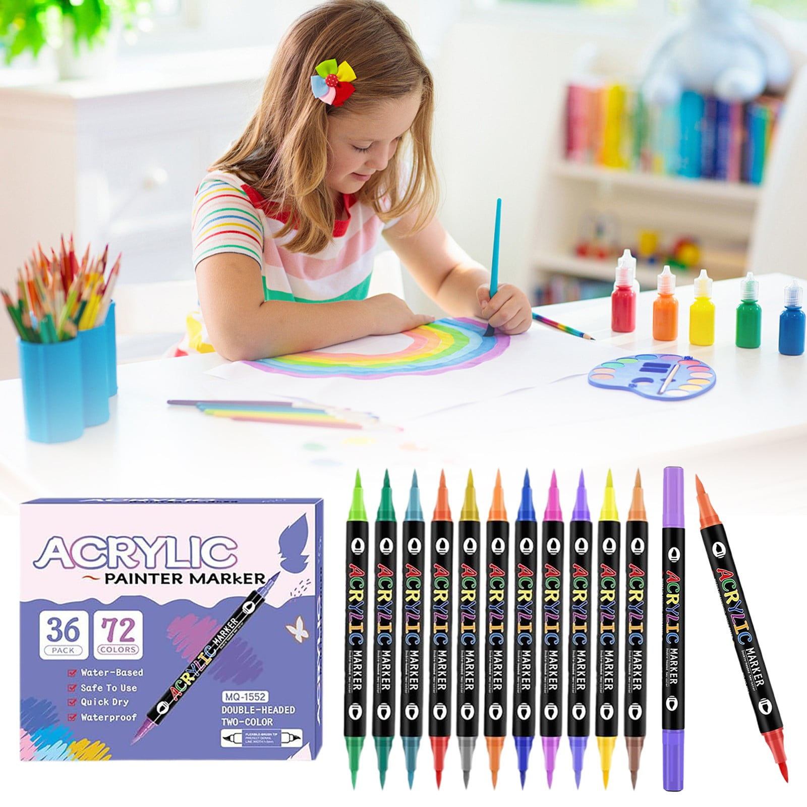 Double-Headed Two-Color Acrylic Marker Pen Double-Headed Two-Color ...