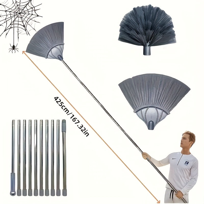 Double Headed Ultra Long Spider Web Broom With Extendable Handle, 16.32 ...